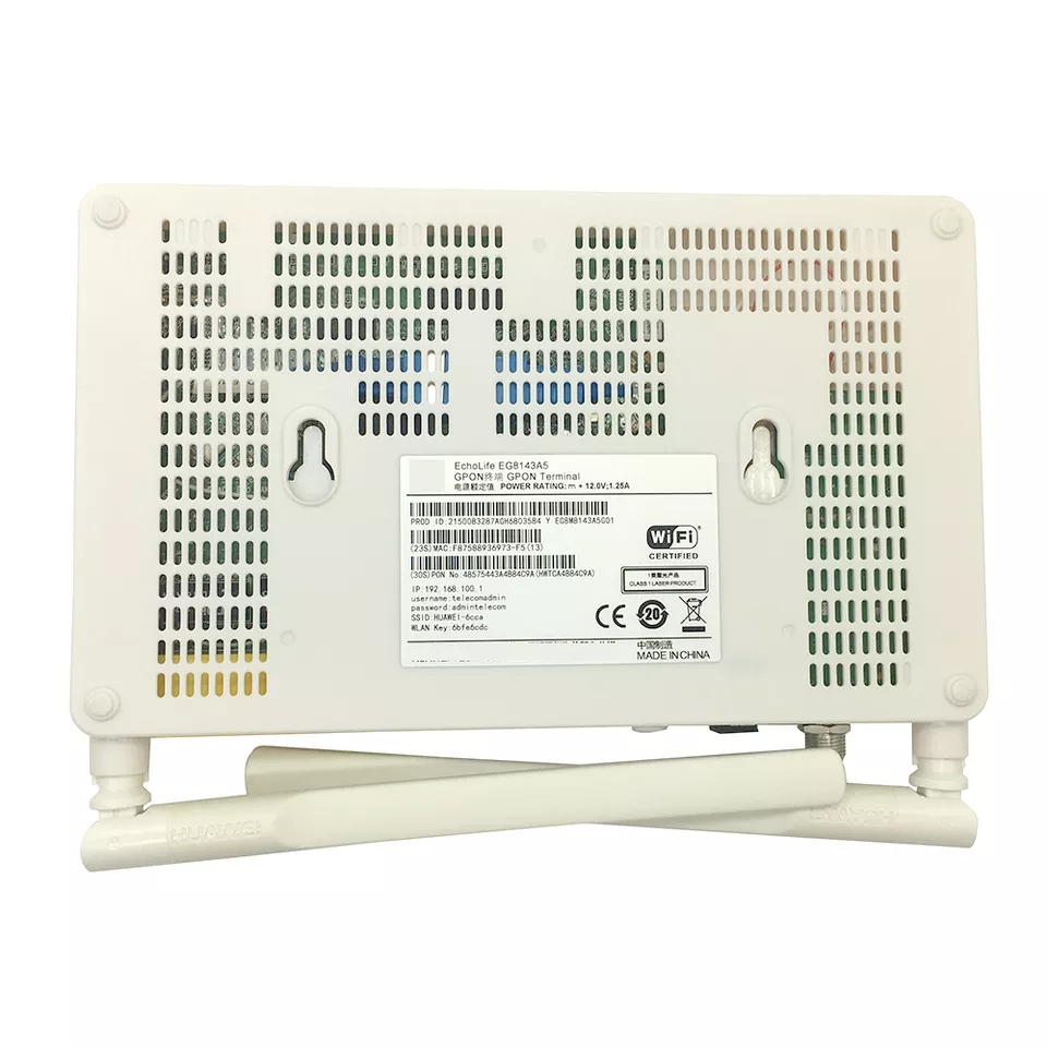 ONT Huawei EG8143A5: 1GE, 3FE, 1TEL, 5dbi WIFI+CATV GPON With Remote – Fibra Óptica Colombia